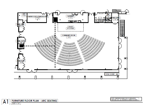 Community room arc seating – Junior League of Austin